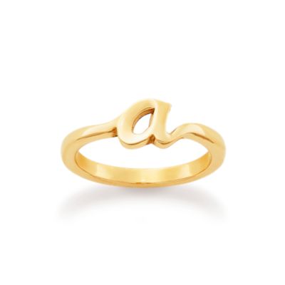 Script Initial Ring in 14K Yellow Gold