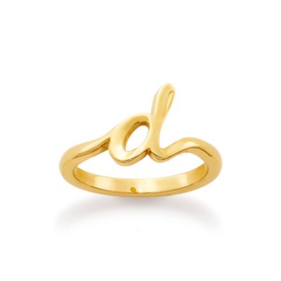 Script Initial Ring in 14K Yellow Gold